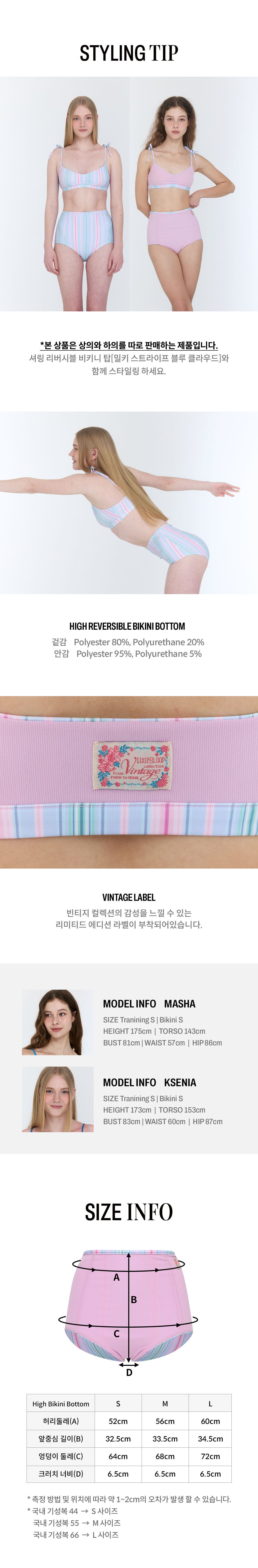 MUSINSA公式 | LOOPLOOP High Reversible Bikini Bottom [Milky Stripe Blue Cloud]